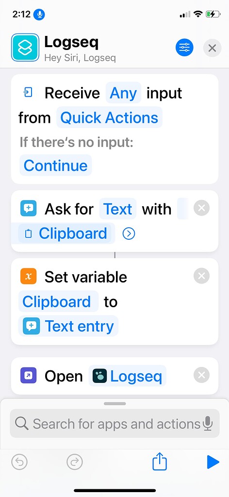 Siri Shortcut for Logseq - Look what I built - Logseq