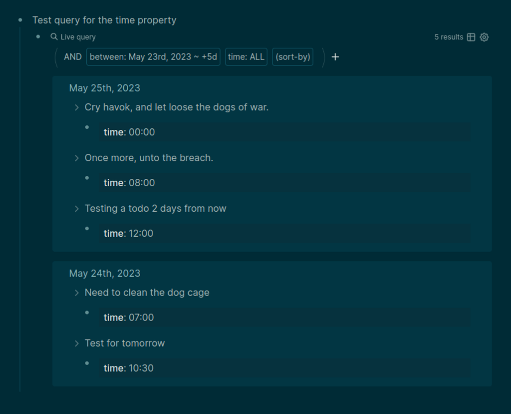 Advanced query that shows TODO with property and sorts output - Questions & Help - Logseq