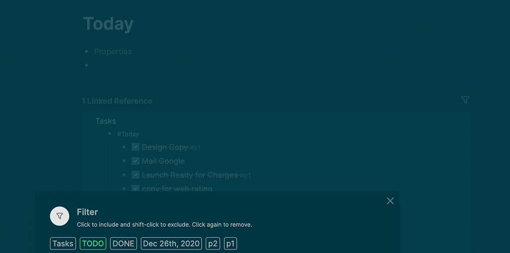 Filter for TODO does not work in Linked Reference - Archive - Logseq