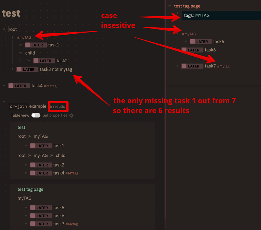 How to filter all tasks with tag MYTAG or page tag MYTAG - Questions & Help - Logseq