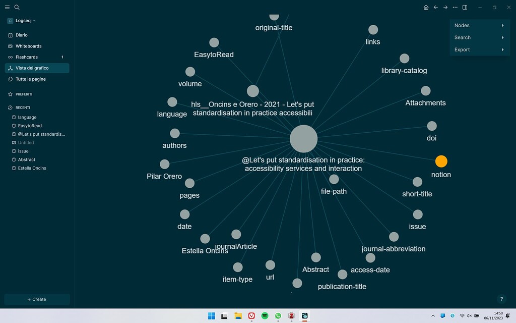 Graph view for pages imported from zotero - Questions & Help - Logseq
