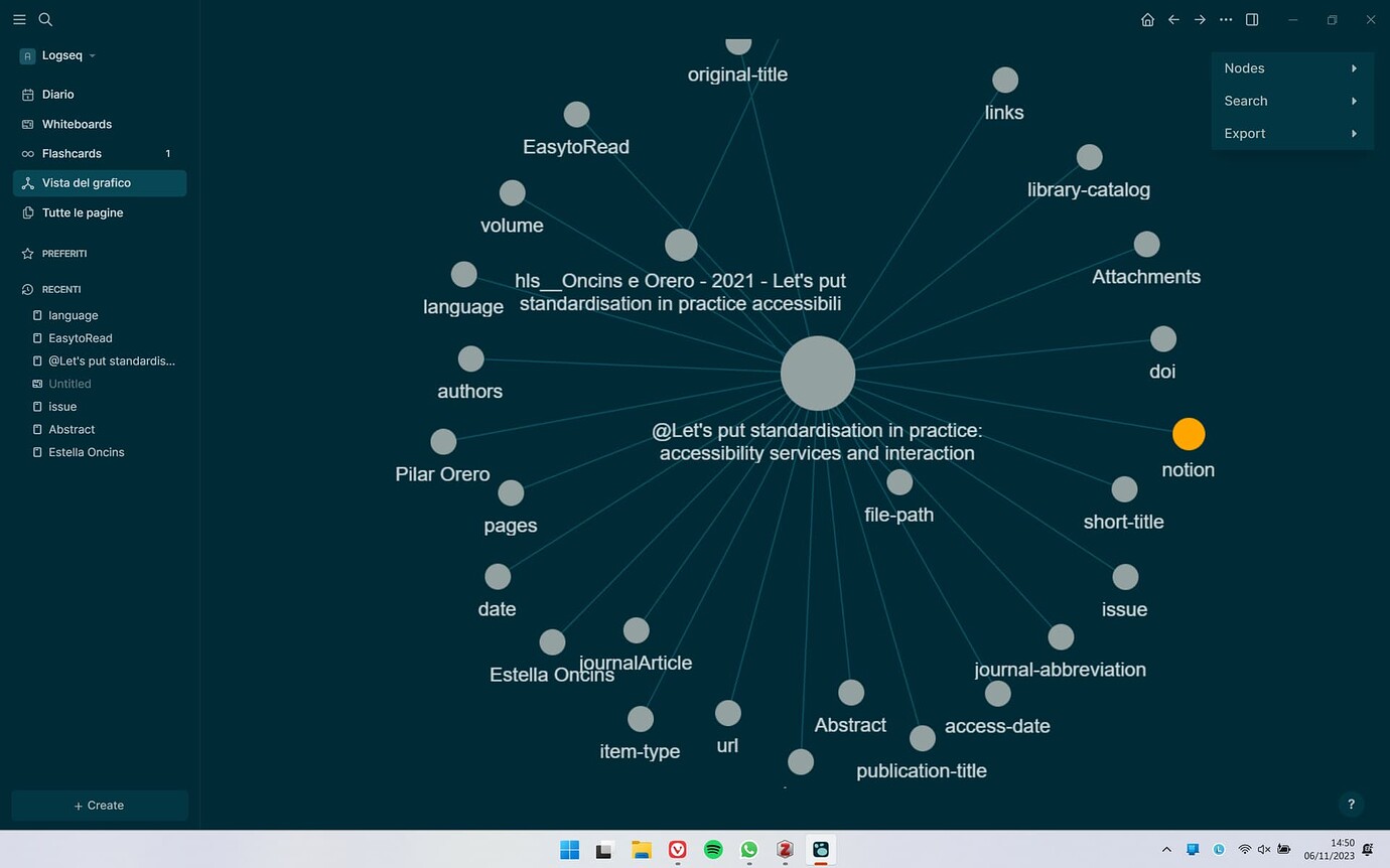 Graph view for pages imported from zotero - Questions & Help - Logseq