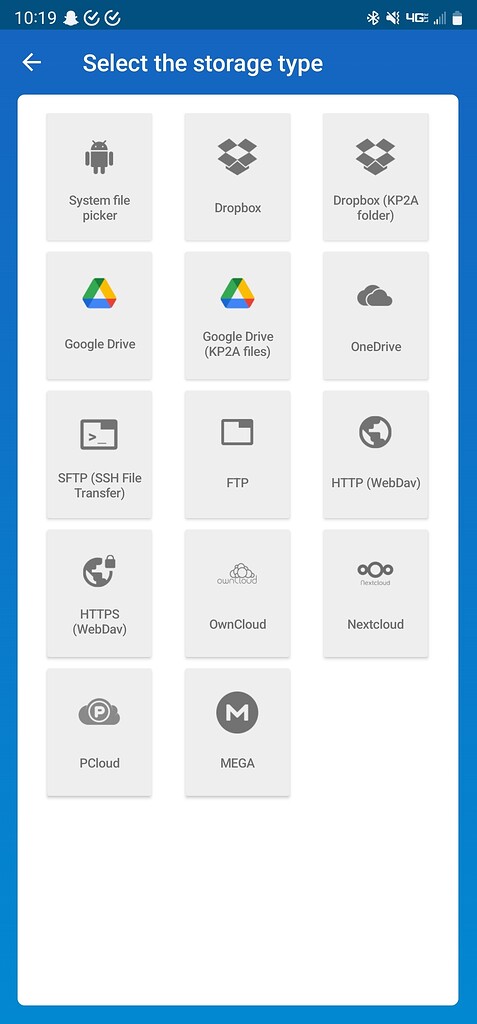 Android experience should be able to grab files from cloud storage like Keepass2Android, example ...