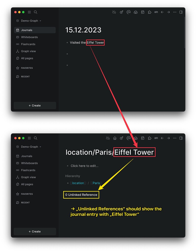 Using namespaces & "unlinked references" should work better - Feature Requests - Logseq