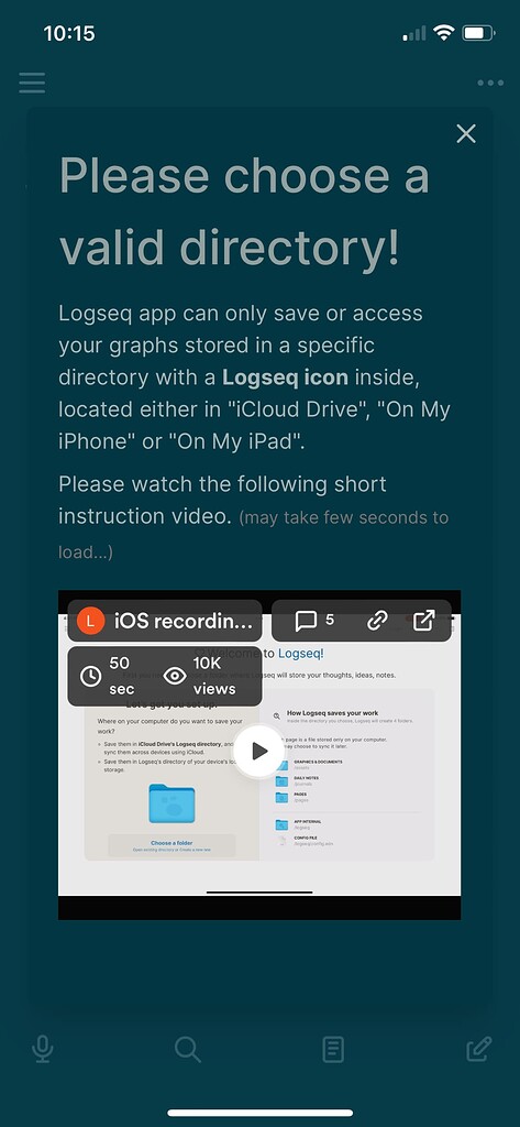 Please choose a valid directory - Questions & Help - Logseq