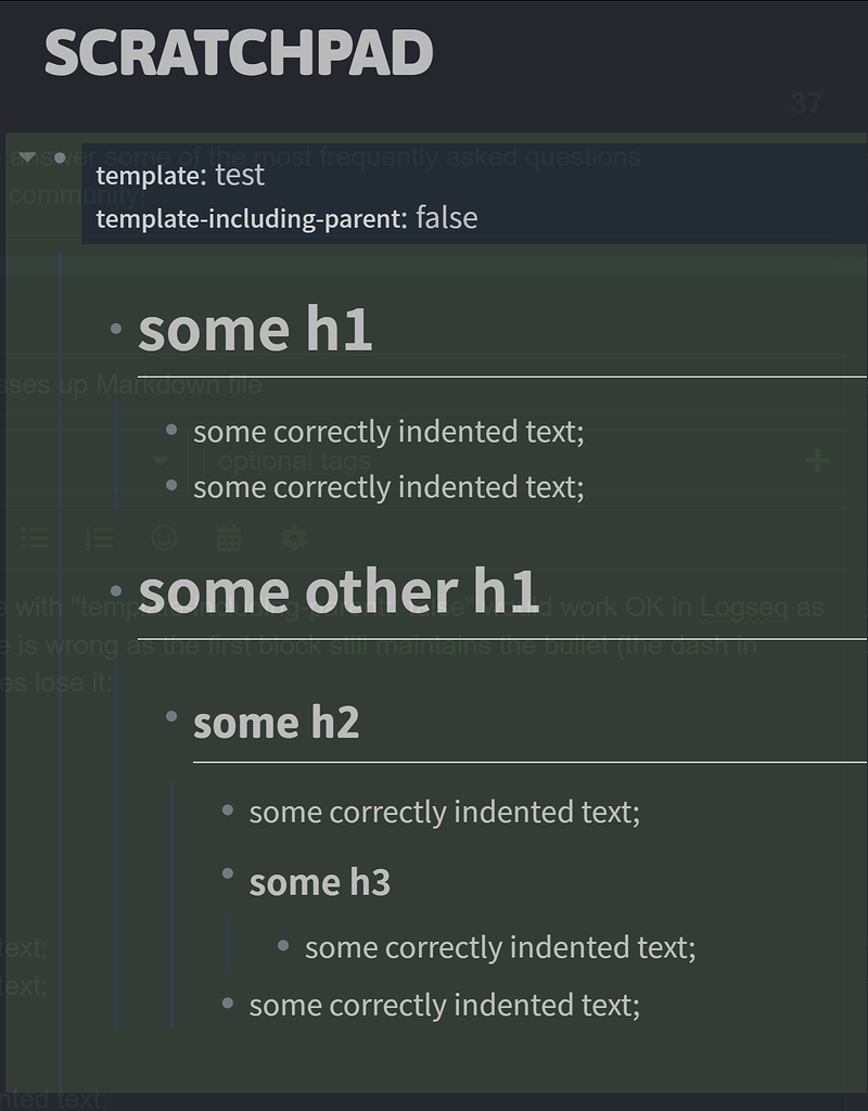 Template-including-parent:: false messes up Markdown file - Bug Reports - Logseq