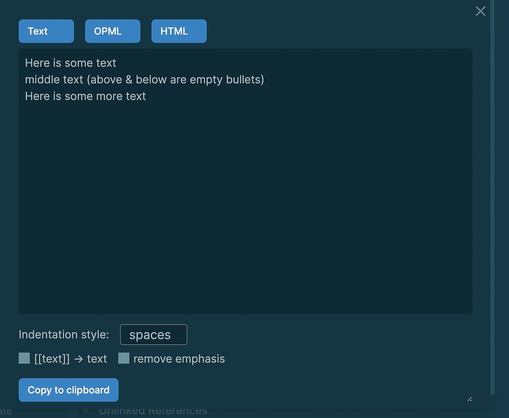 Empty bullets deleted on export if indentation style is NOT dashes - Bug Reports - Logseq